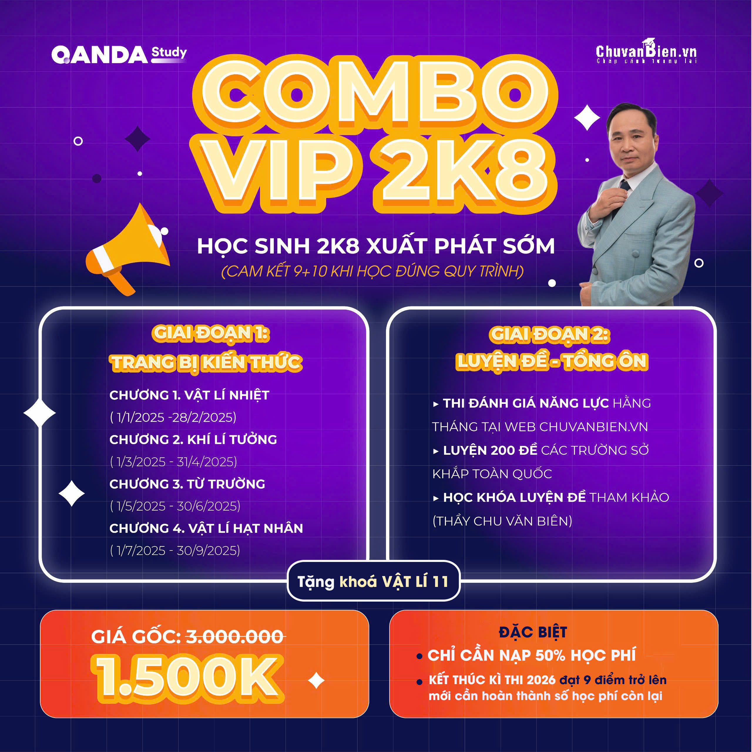 [2K8 XUẤT PHÁT SỚM] - Khóa COMBO VIP 2K8 CHINH PHỤC KÌ THI 2026